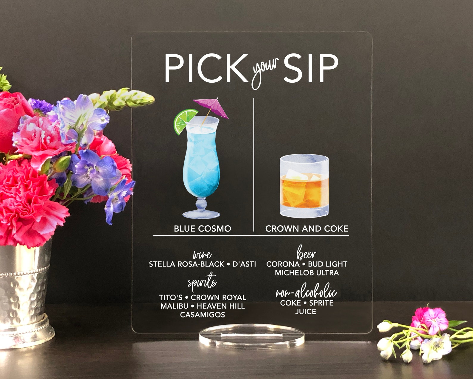 Pick Your Sip Signature Drinks Bar Menu Sign and Cocktail - Etsy