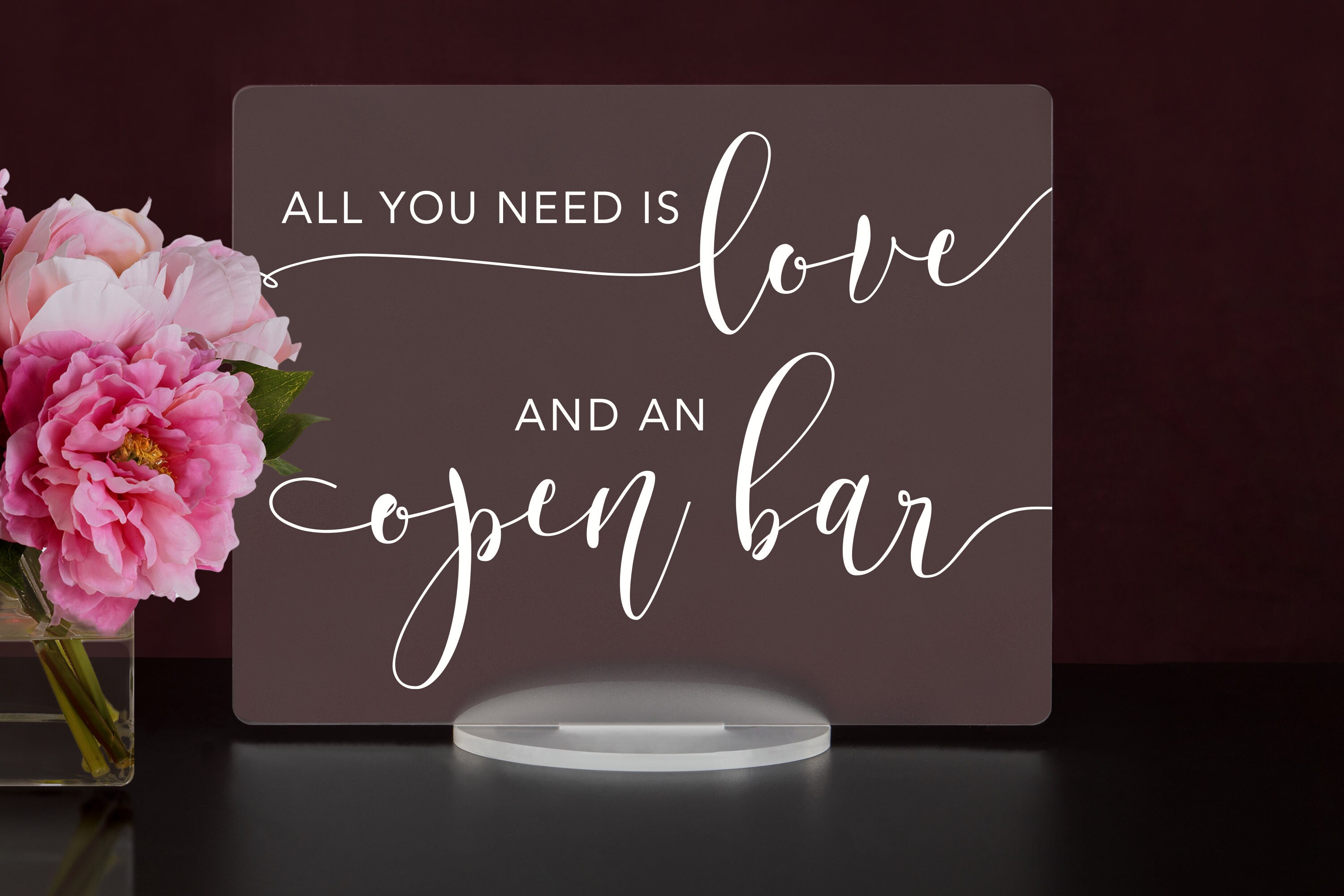 Open Bar Acrylic Wedding Sign - Modern Reception Decor - Etsy