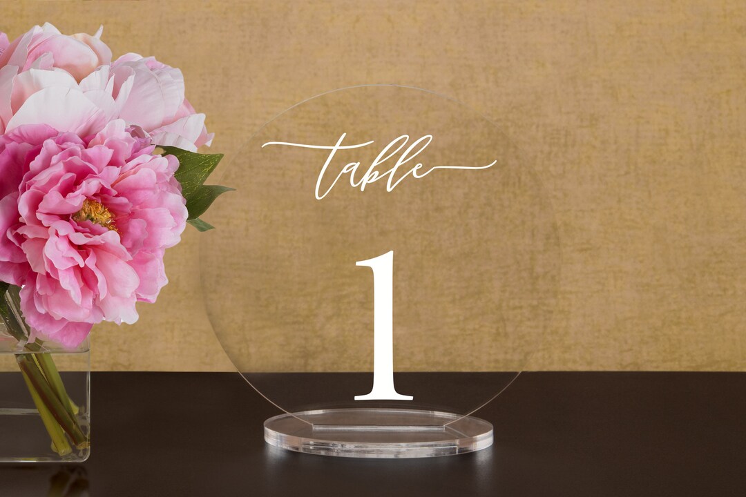 Round Table Numbers With Stand Custom Paint Brush Style Background or ...