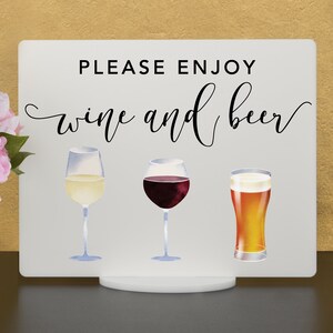 Please Enjoy Wine and Beer - Open Bar Sign - Open Bar for Wedding, Bar ...