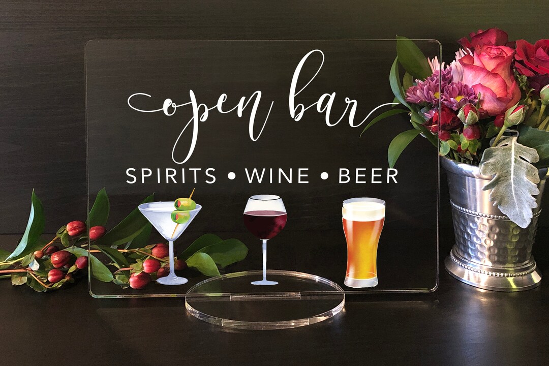 Open Bar Sign Open Bar for Wedding Bar Menu Sign Wedding - Etsy
