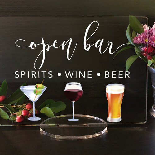 Open Bar Sign Open Bar for Wedding Bar Menu Sign Wedding - Etsy