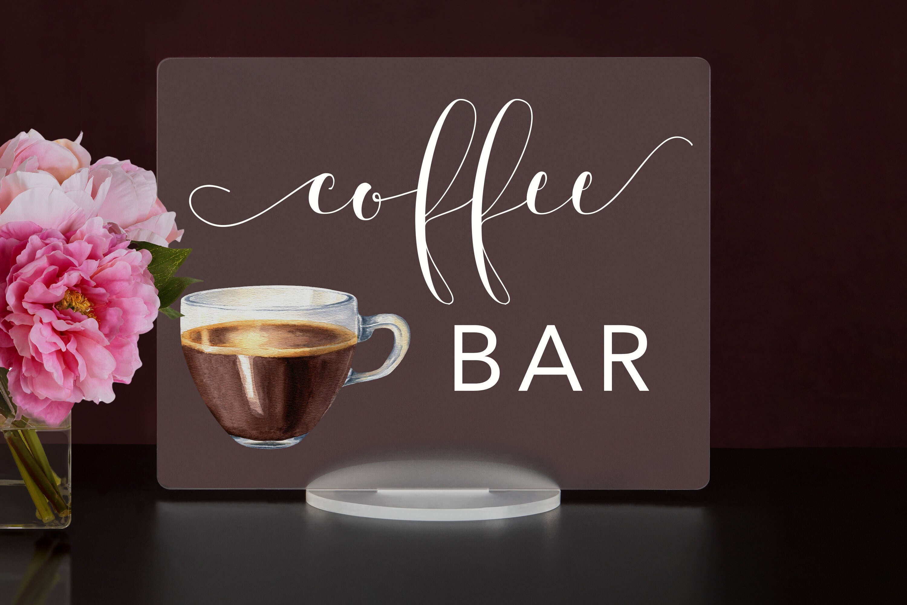 Acrylic Coffee Bar Sign, Wedding & Events Bar Menu - Etsy
