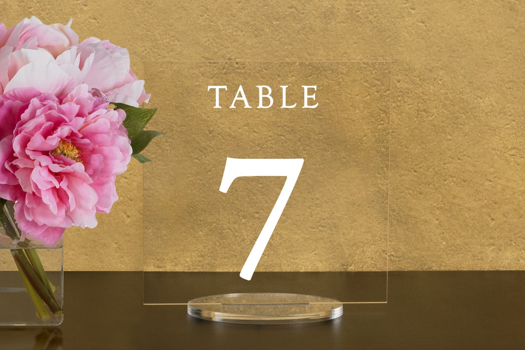 Square Table Numbers With Stand, Clear, White, Frosted, Black Acrylic ...