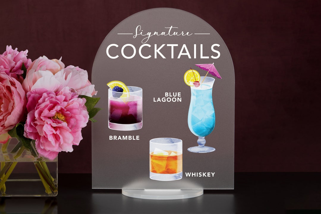 Our Signature Drinks! Full Arch - Dome Bar Menu Sign, Cocktail Bar Sign ...