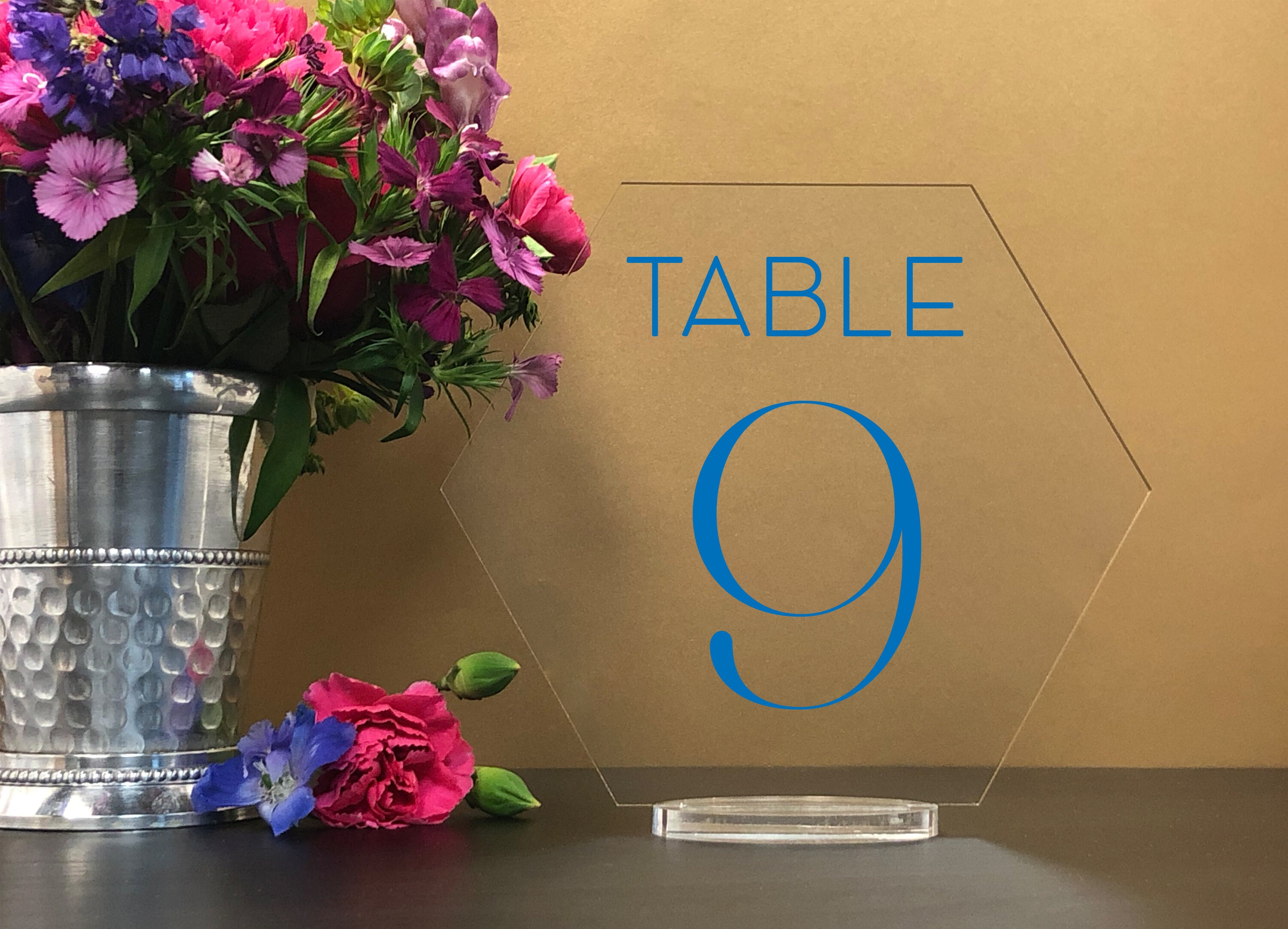 Custom Color Hexagon Table Numbers With Stand Clear Acrylic - Etsy