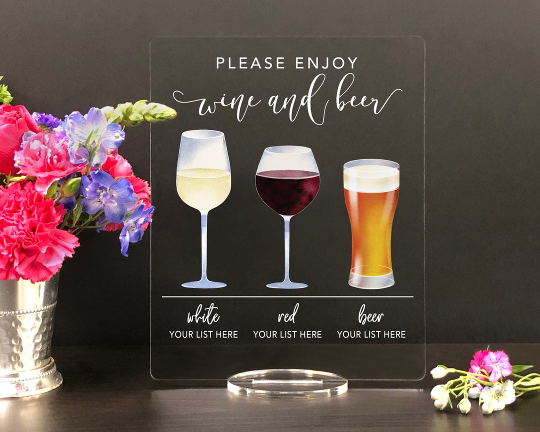 Wine and Beer Custom Sign Bar Menu Open Bar Bar Sign - Etsy