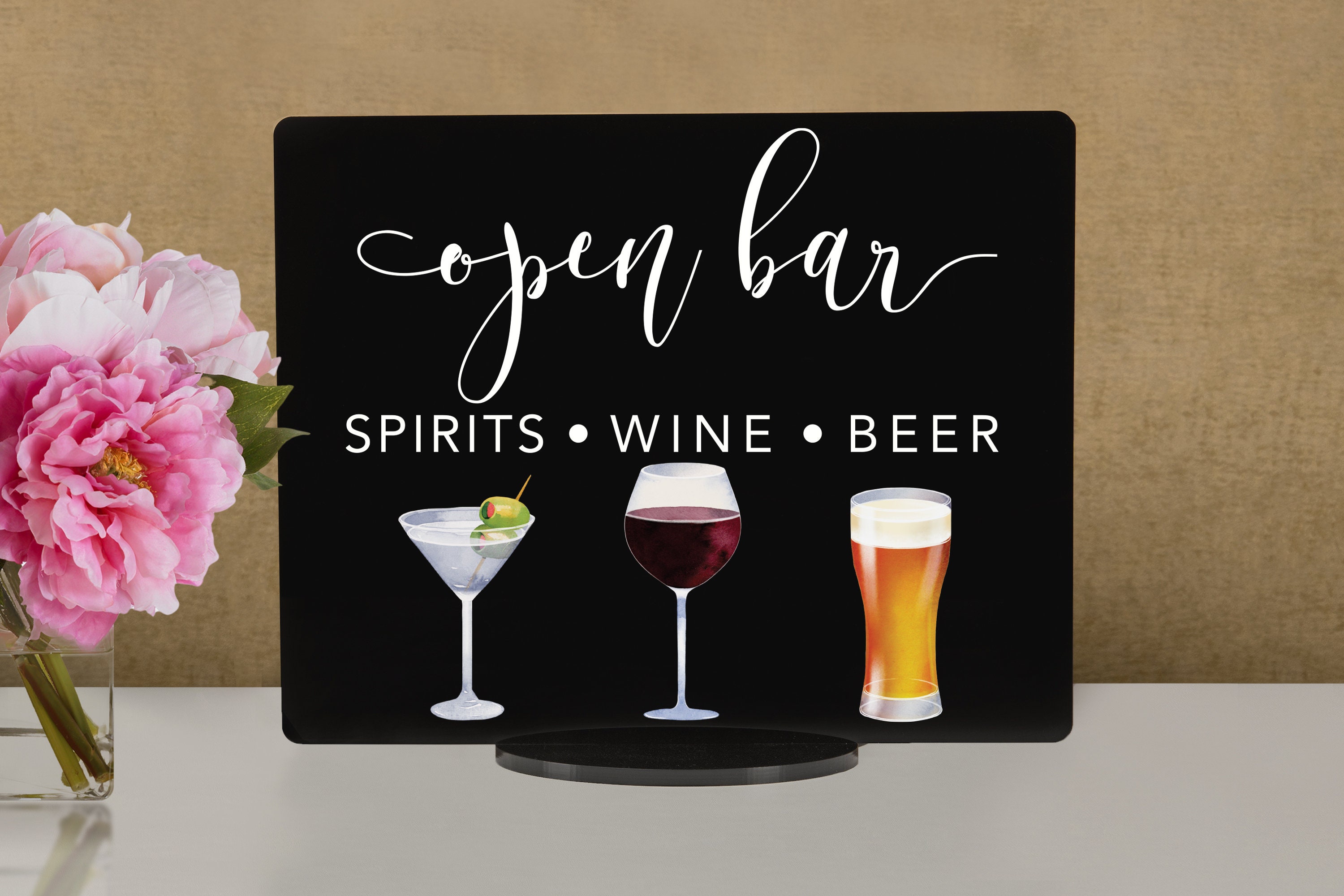 Open Bar Sign - Open Bar for Wedding - Bar Menu Sign, Wedding Open Bar ...