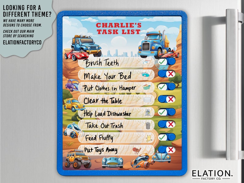 Personalized Kids Chore Chart: Cars Theme, Daily Checklist - Etsy