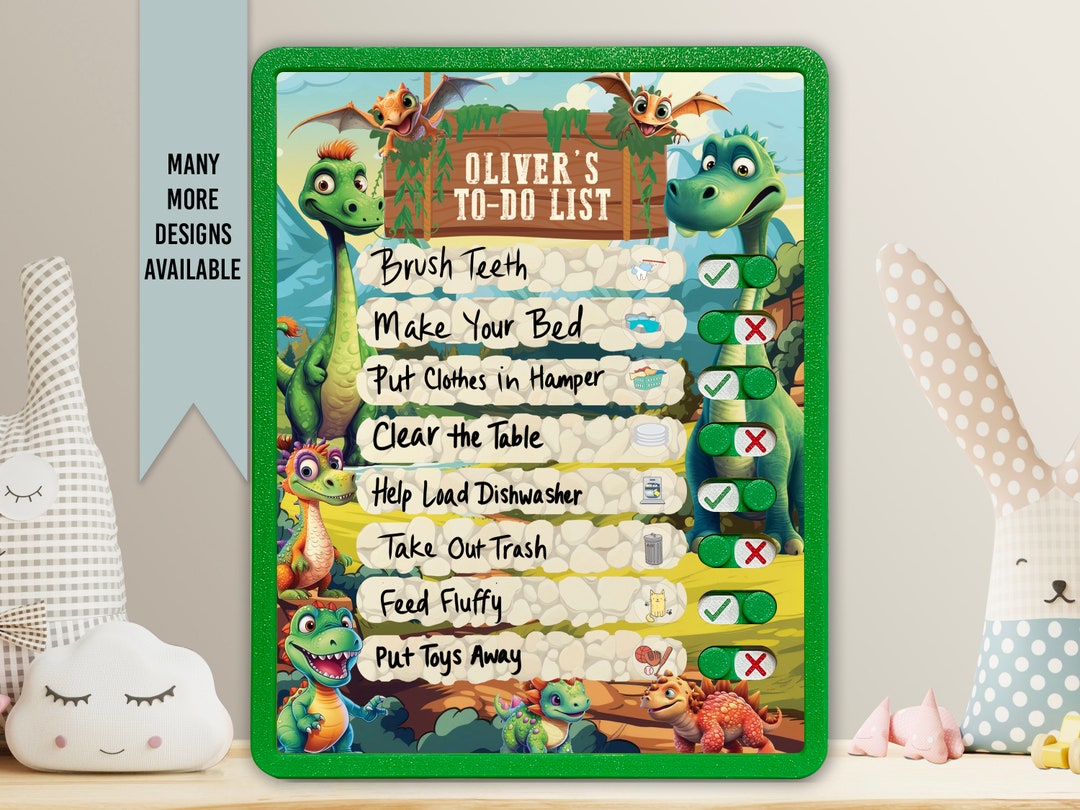 Personalized Dinosaur Kids Routine Chart: Daily Checklist, Dry-erase - Etsy