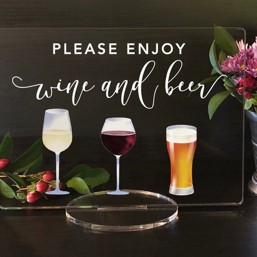 Please Enjoy Wine and Beer Open Bar Sign Open Bar for - Etsy