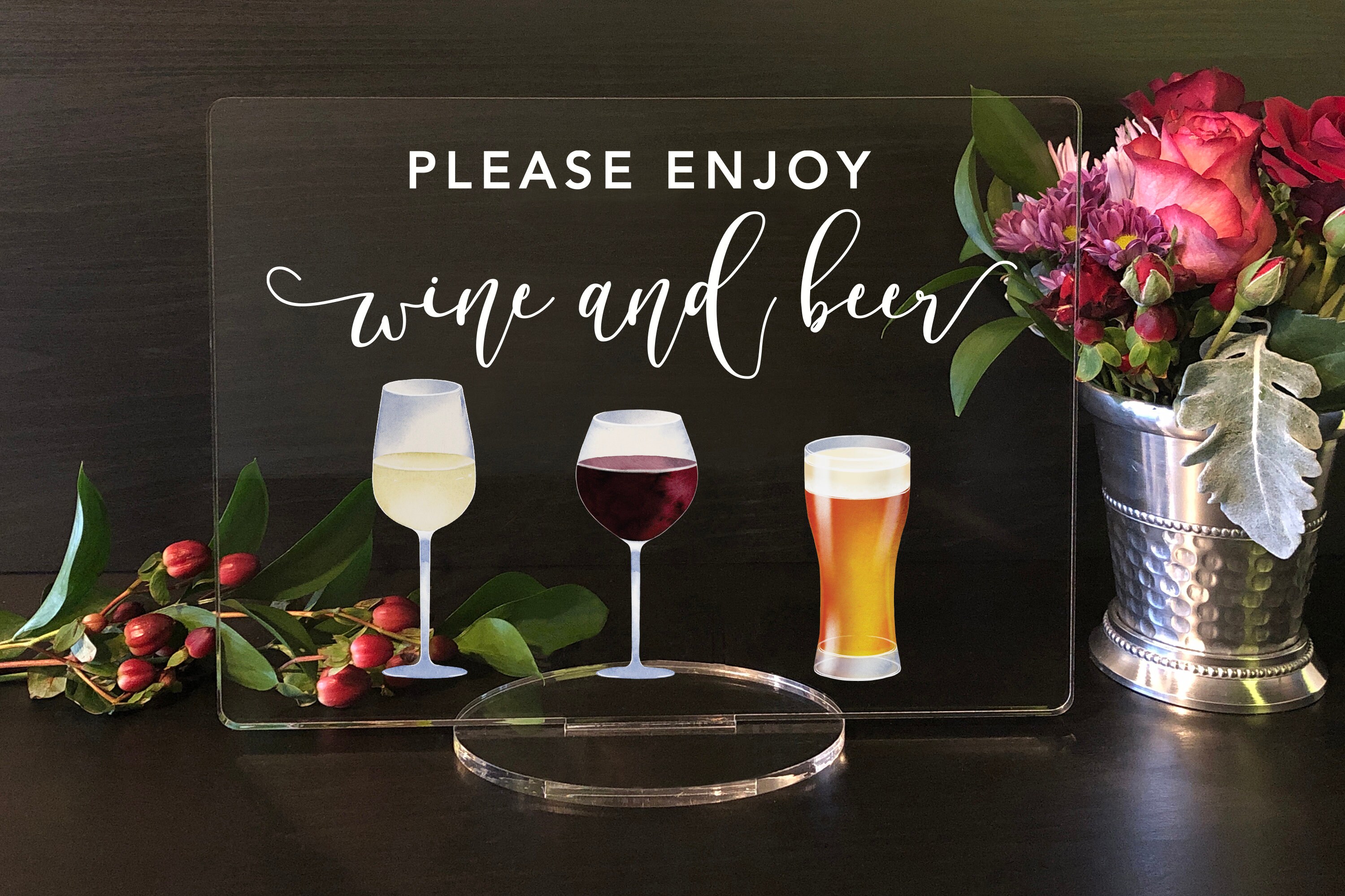 Please Enjoy Wine and Beer Open Bar Sign Open Bar for | Etsy