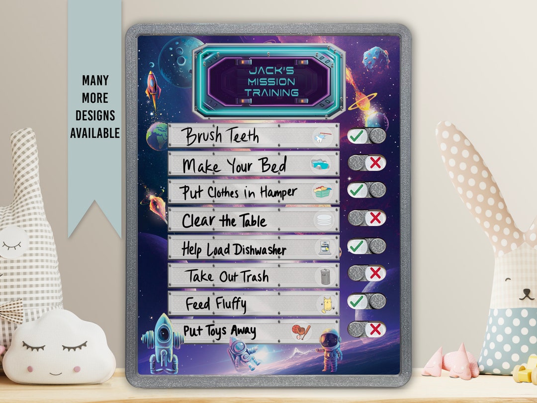 Personalized Space Theme Kids Routine Chart: Daily Checklist, Dry-erase ...