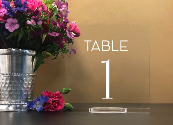 Square Table numbers with stand clear acrylic wedding table | Etsy