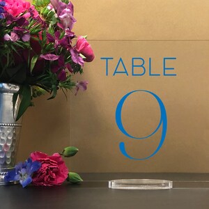 Custom Color - Square Table Numbers With Stand, Clear Acrylic Wedding ...