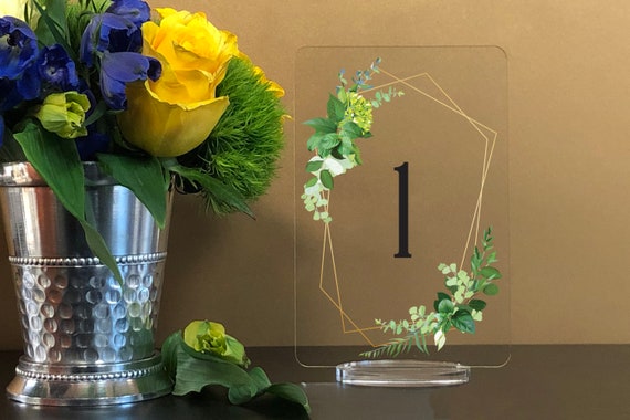 Garden Rectangle Table Numbers With Stand Custom Clear - Etsy