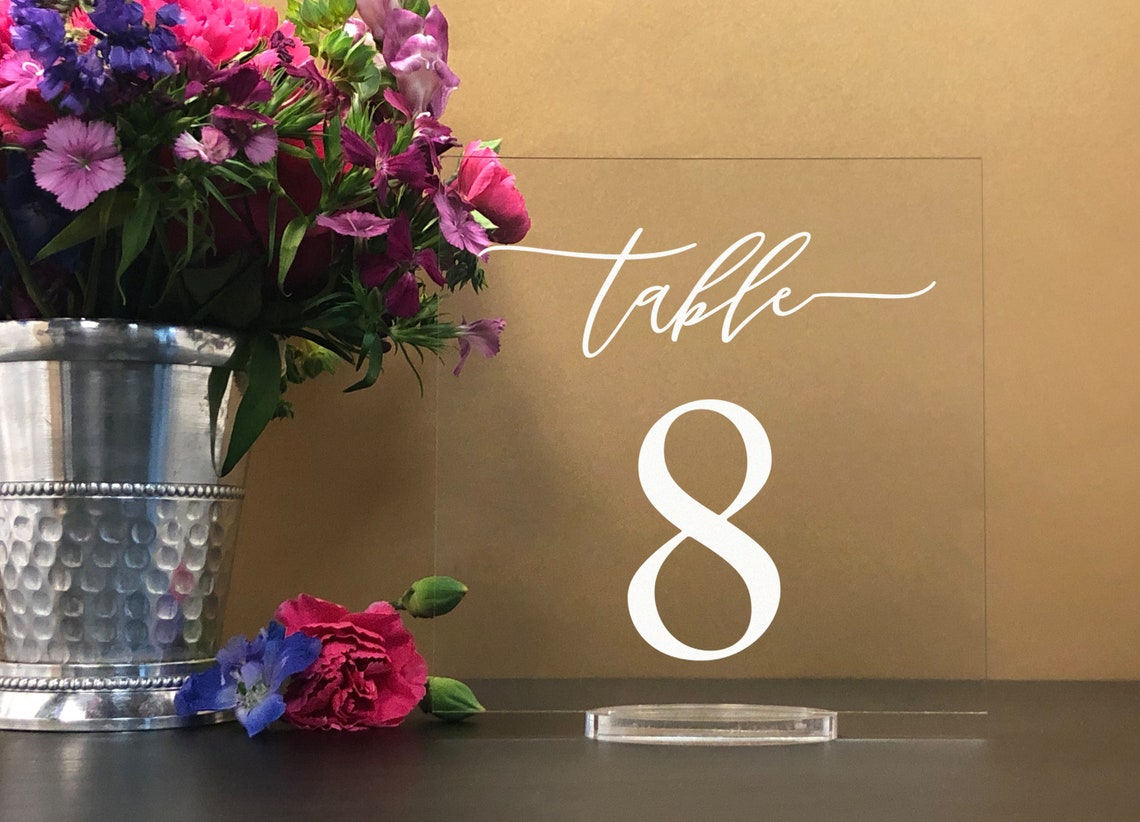 Square Table Numbers With Stand. Clear Acrylic Table Number - Etsy