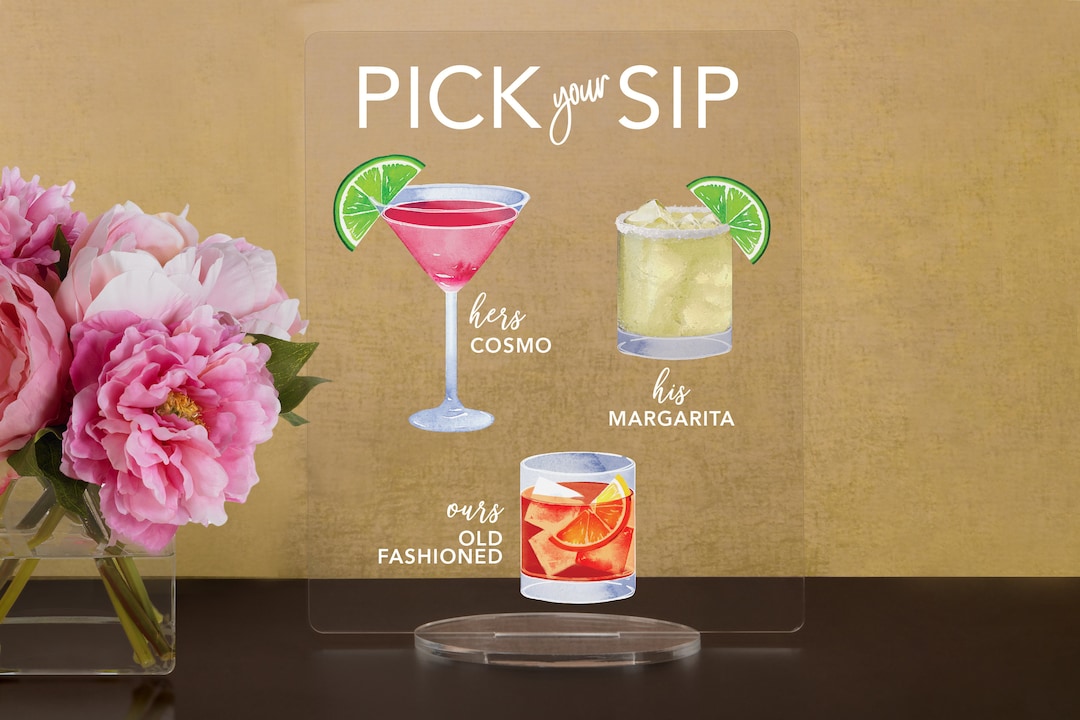 Pick Your Sip Signature Drinks, Bar Menu Sign and Cocktail Bar Sign for ...