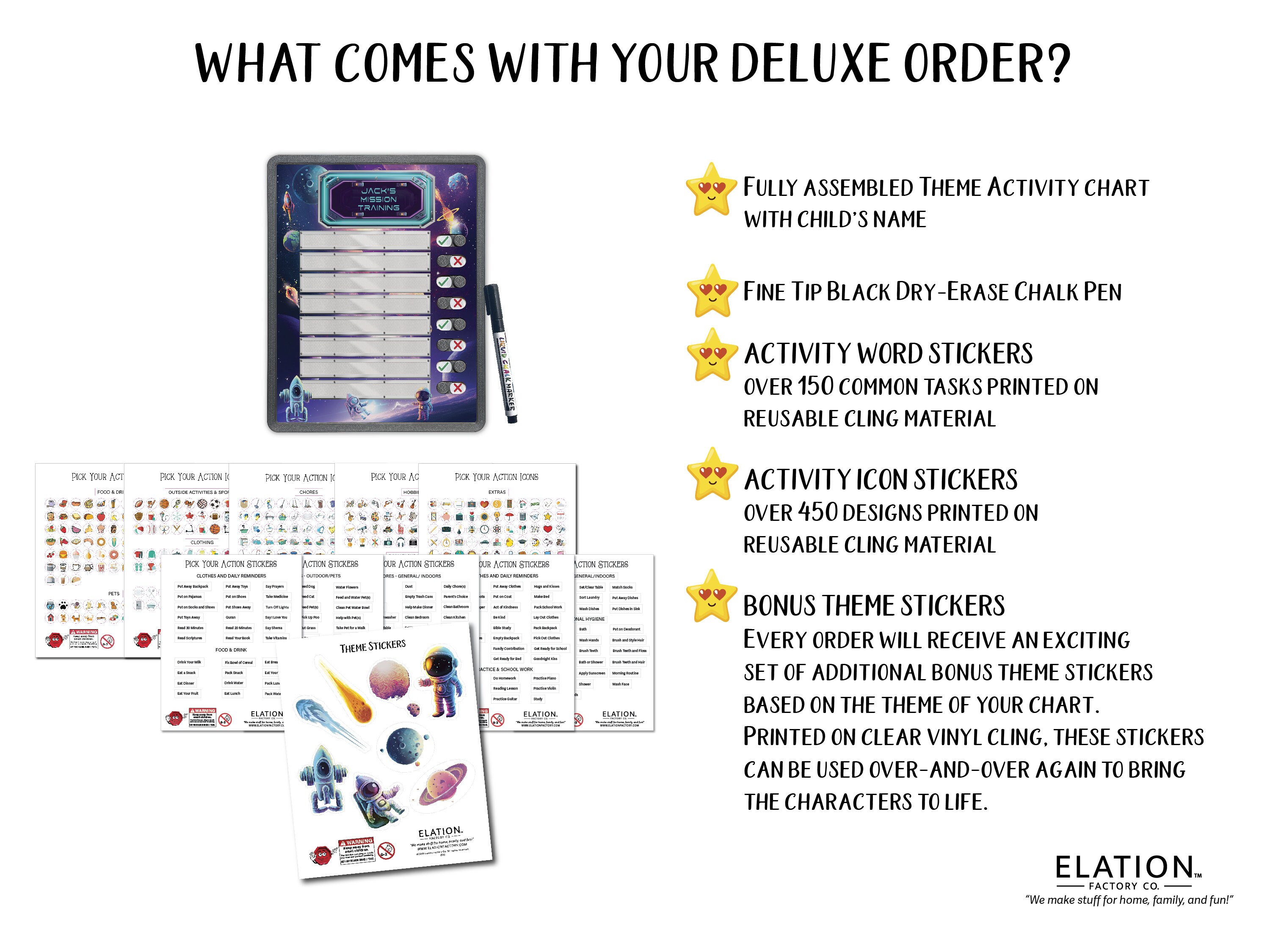 Personalized Space Theme Kids Routine Chart: Daily Checklist, Dry-erase ...