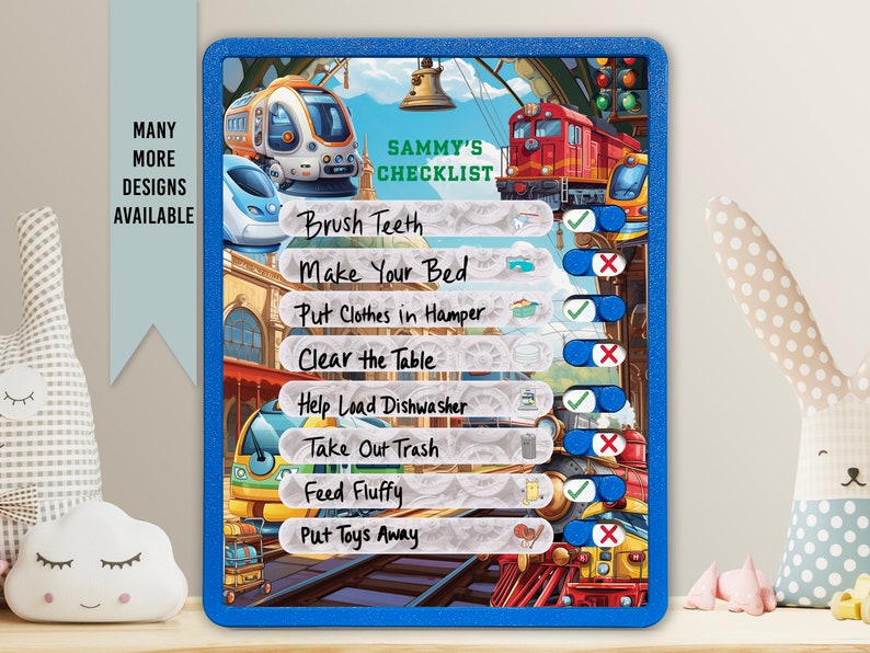 Personalized Kids Routine Chart: Trains Theme, Dry-erase Checklist - Etsy