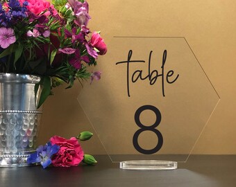 Round Table Numbers With Stand, Clear, White, Frosted, Black Acrylic ...