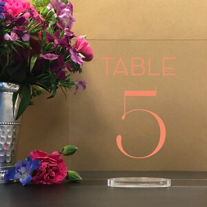 Custom Color - Square Table Numbers With Stand, Clear Acrylic Wedding ...