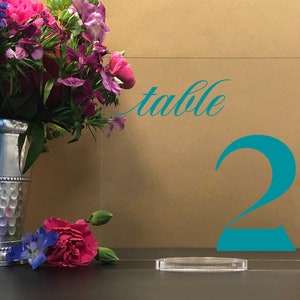 Custom Color Square Table Numbers With Stand, Clear Acrylic Wedding ...