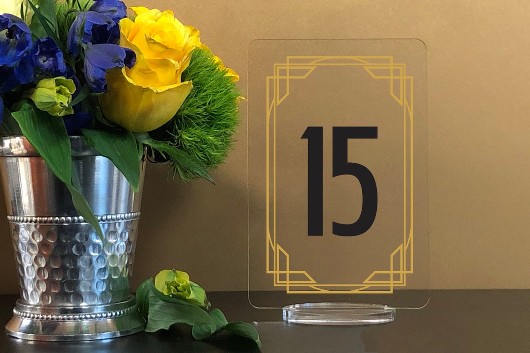 Art Deco Rectangle Table Numbers With Stand Custom - Clear Acrylic ...