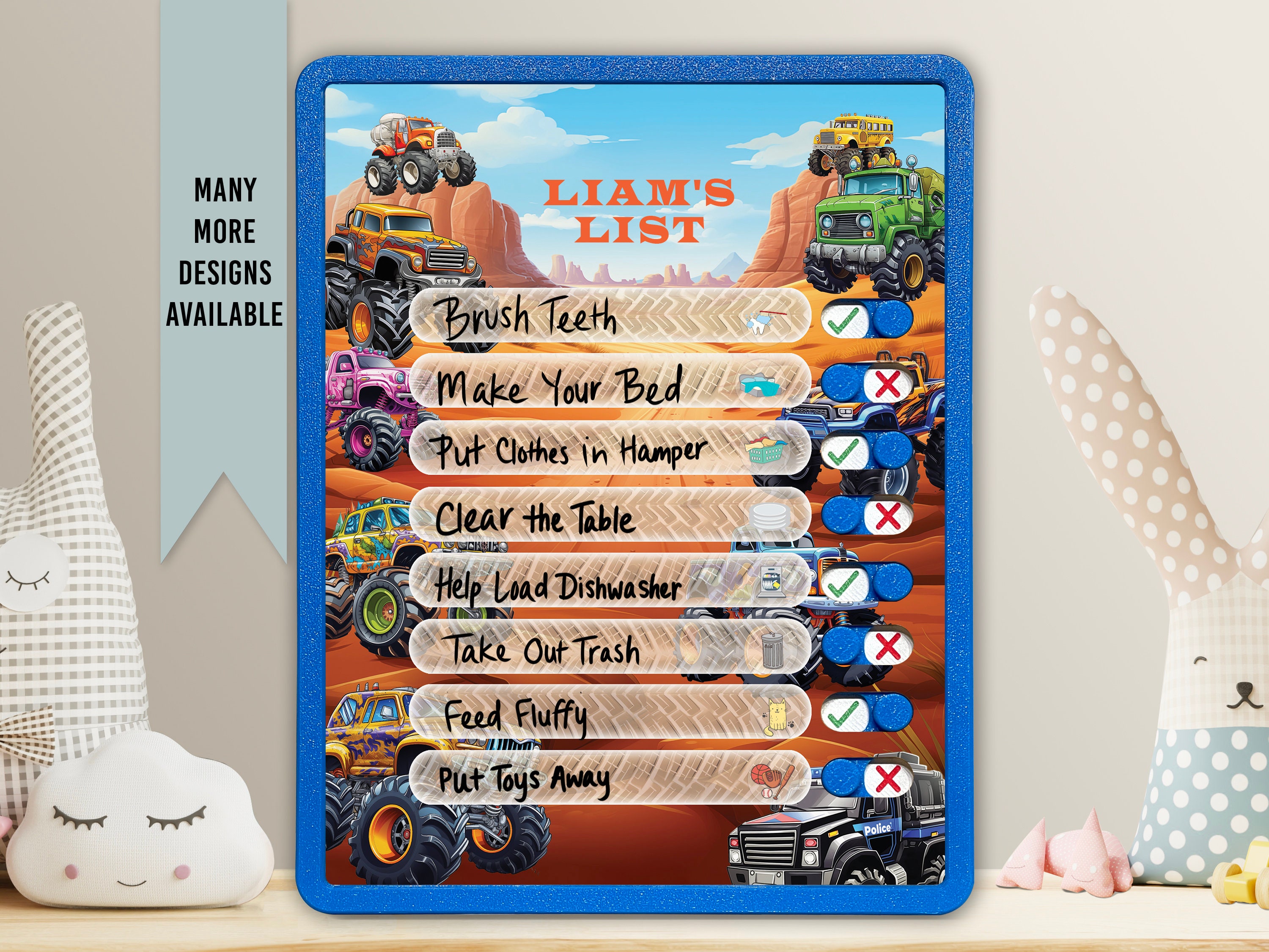 Personalized Kids Routine Chart: Monster Truck Theme, Dry-erase - Etsy