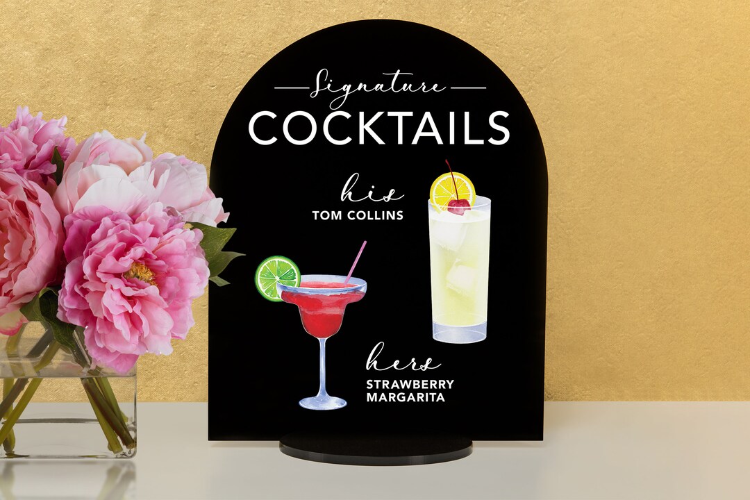 Custom Acrylic Signature Drink Sign – Wedding Cocktail Bar Menu - Etsy