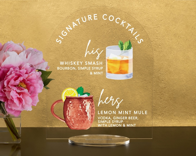Our Signature Drink Sign, Signature Cocktails, Bar Menu Sign, Wedding ...