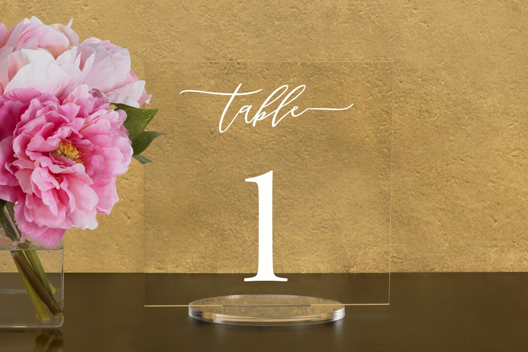 Square Table Numbers With Stand. Clear Acrylic Table Number, Wedding ...