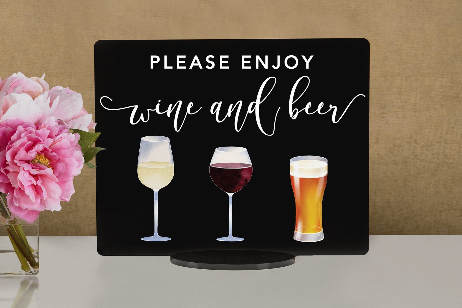 Please Enjoy Wine and Beer - Open Bar Sign - Open Bar for Wedding, Bar ...
