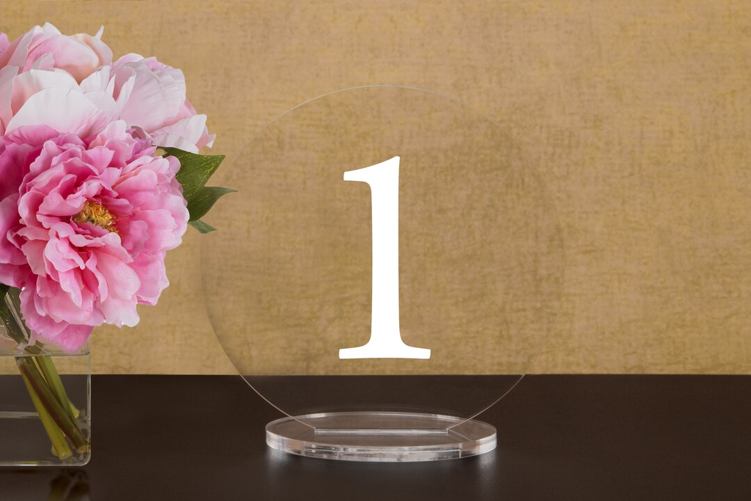 Round Table Numbers With Stand, Clear, White, Frosted, Black Acrylic ...
