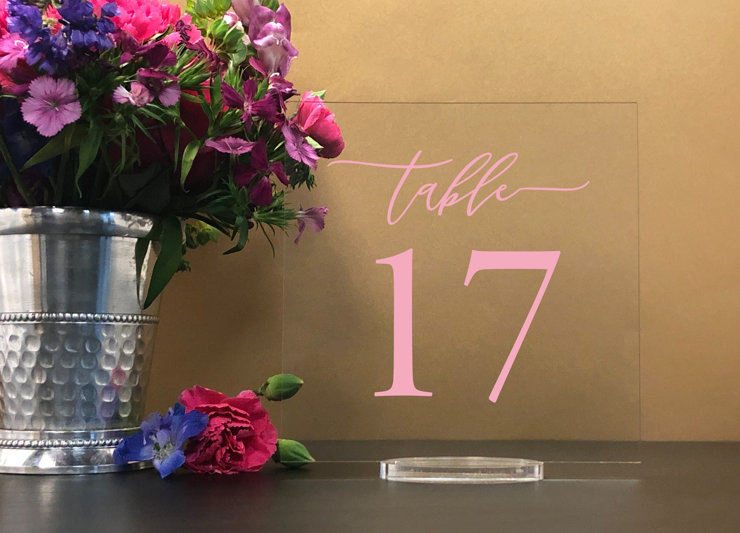 Custom Color - Square Table Numbers With Stand, Clear Acrylic Wedding ...