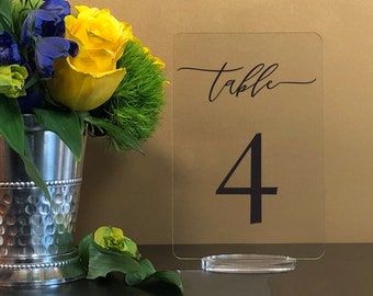 Clear Glass Look Acrylic Table Number Sign With Stands - Etsy