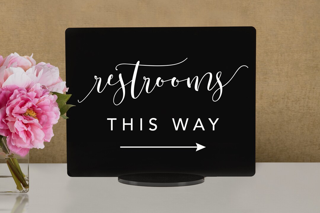 Restroom Directional Sign - Wedding or Event Black Acrylic Sign - Etsy