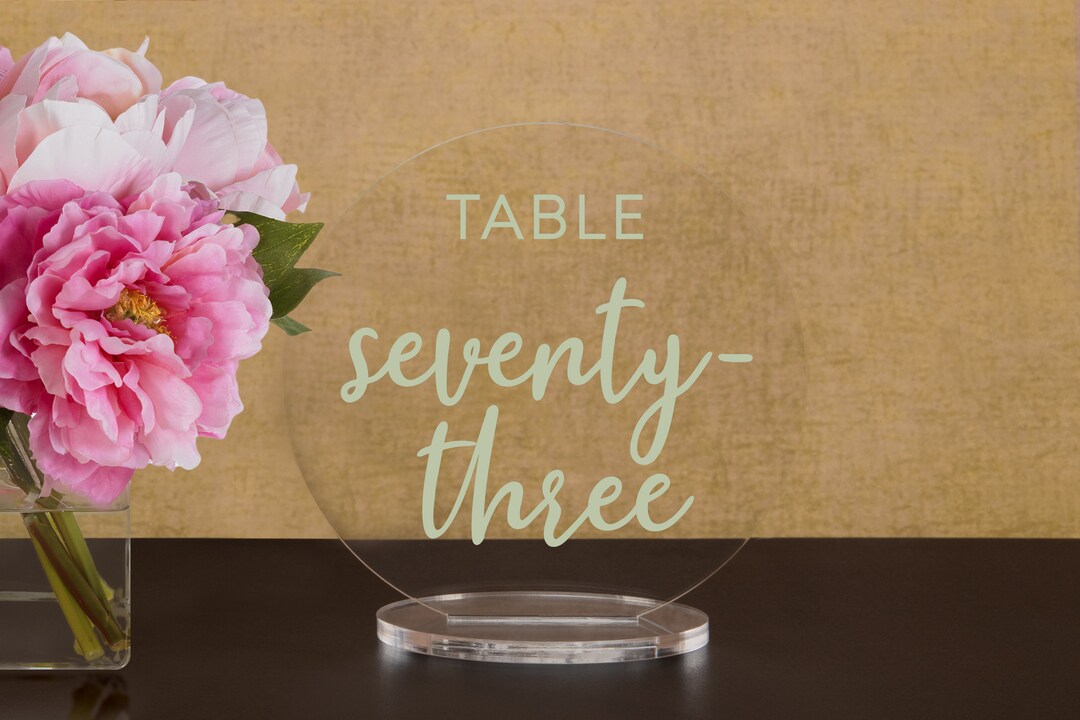 Round Table Numbers With Stand, Clear, White, Frosted, Black Acrylic ...