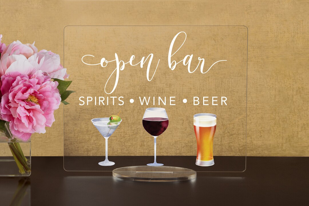 Open Bar Sign - Open Bar for Wedding - Bar Menu Sign, Wedding Open Bar ...