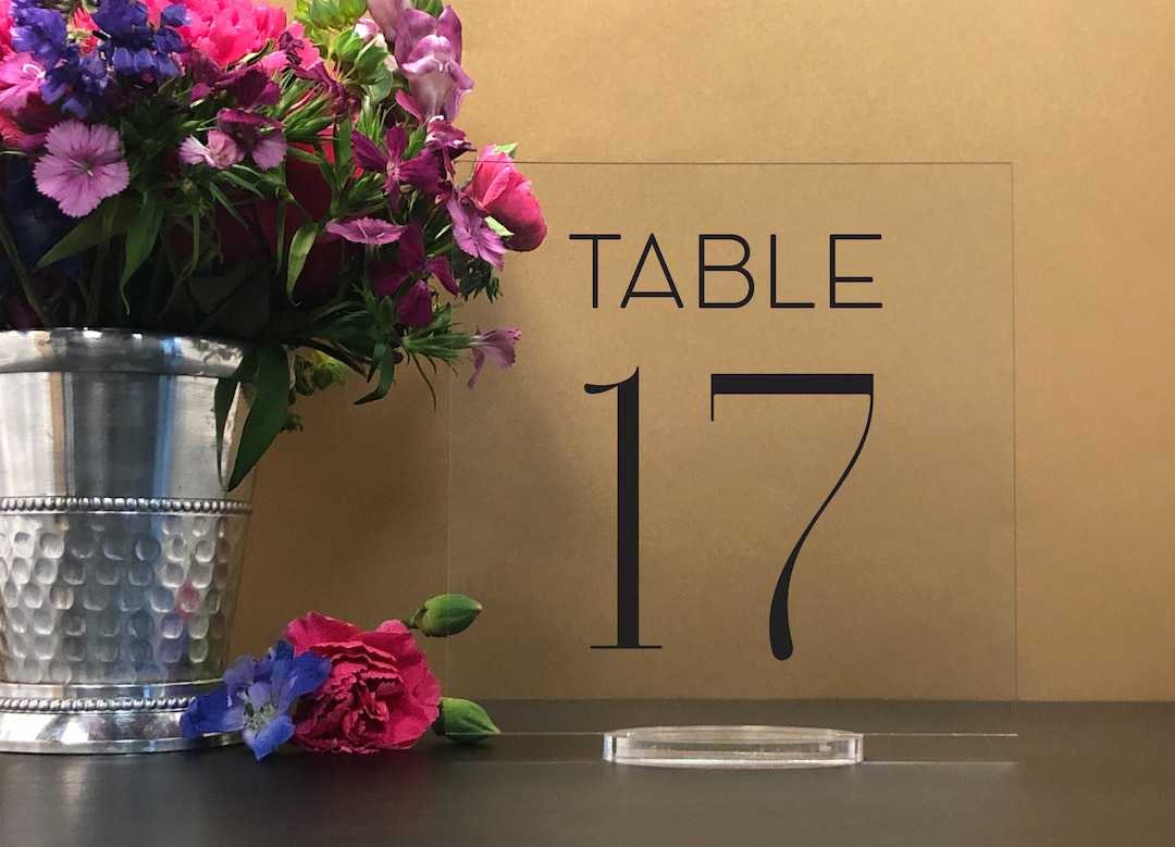 Custom Color - Square Table Numbers With Stand, Clear Acrylic Wedding ...