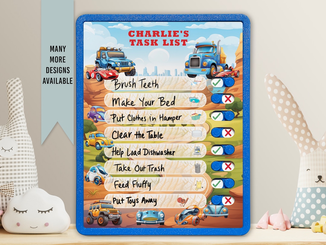 Personalized Kids Chore Chart: Cars Theme, Daily Checklist - Etsy