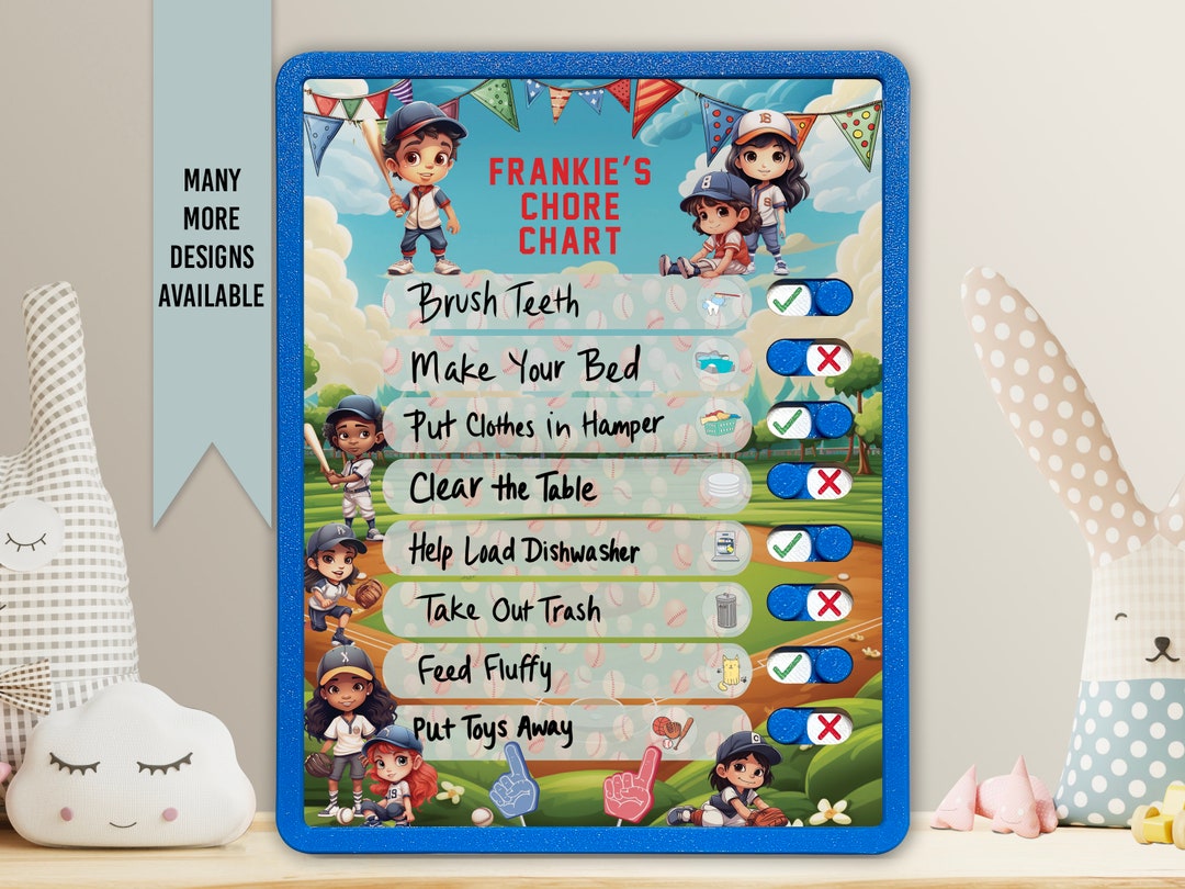 Personalized Baseball Kids Chore Chart: Daily Checklist, Dry-erase - Etsy