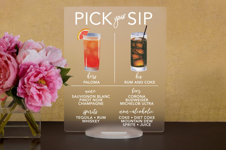 Custom Acrylic Signature Drinks Bar Sign, Wedding Menu - Etsy