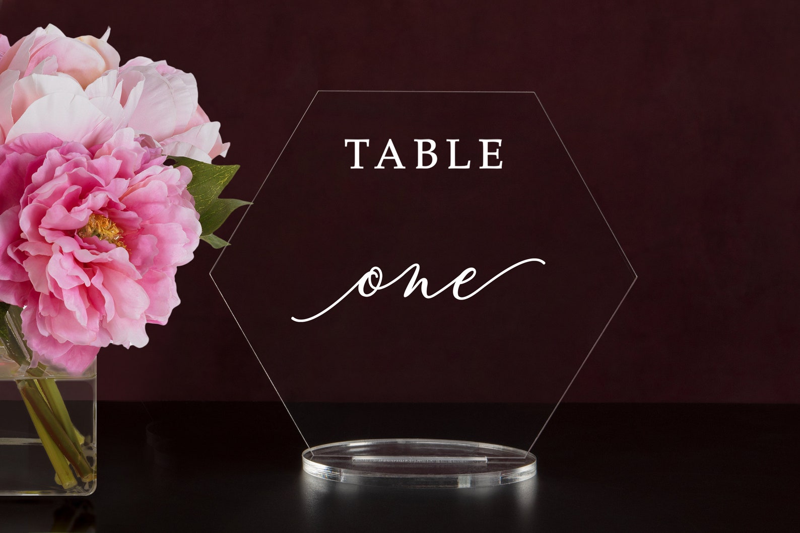 Hexagon Table Numbers With Stand, Clear Acrylic Wedding Table Number ...