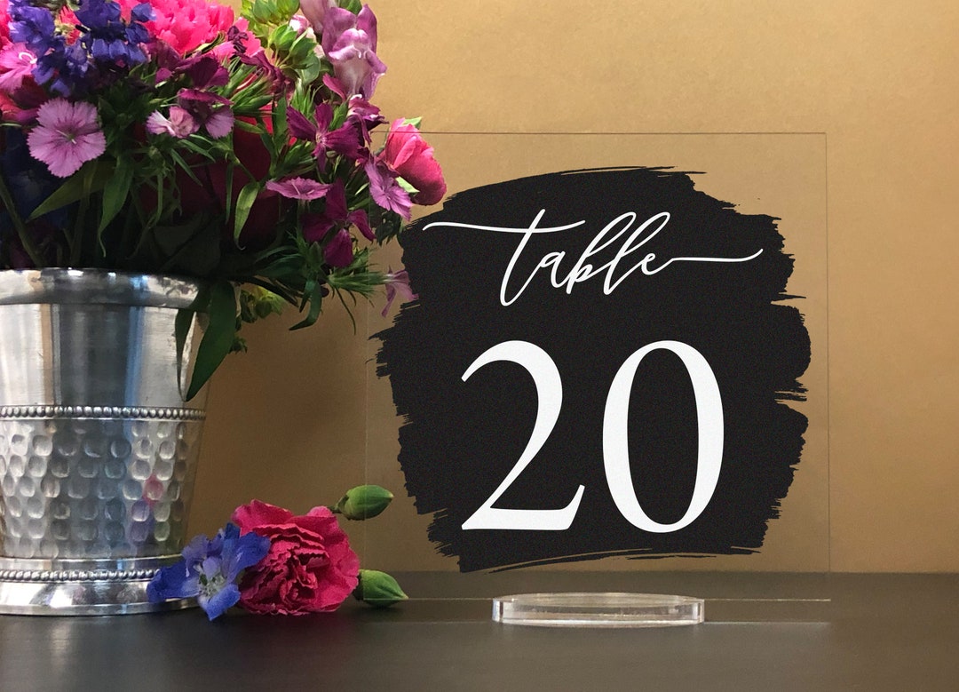Acrylic Wedding Table Number – Paint Brush Style, Modern Decor - Etsy