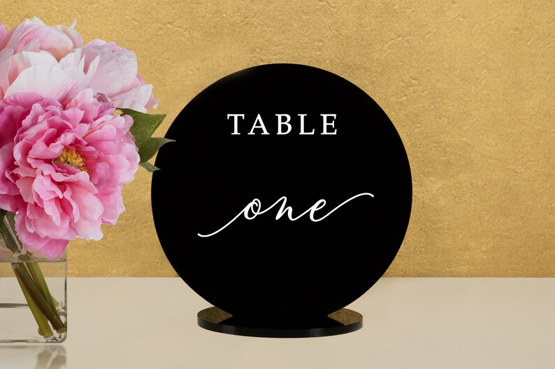 Round Table Numbers With Stand Clear White Frosted Black - Etsy