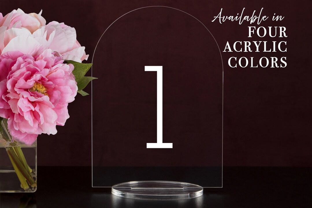 Arch Acrylic Wedding Table Number With Stand - Etsy