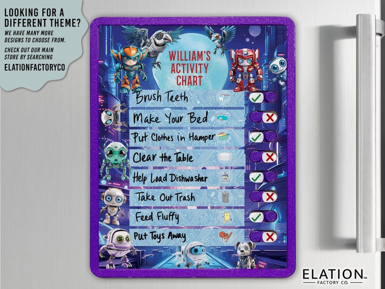 Personalized Kids Robot Chore Chart: Daily Checklist, Dry-erase - Etsy