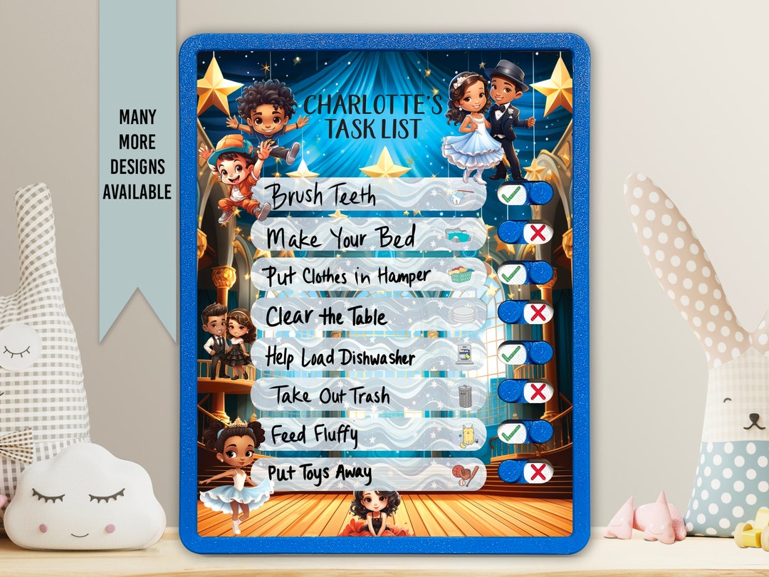 Personalized Kids Chore Chart: Dance Theme, Reusable Stickers - Etsy