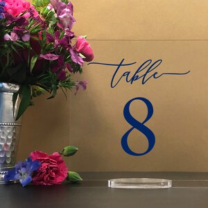 Custom Color Square Table Numbers With Stand Clear Acrylic | Etsy